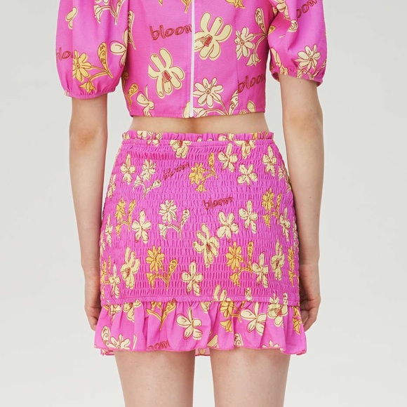 Cider | Skirts | Cider 2 Piece Co Ord Mini Skirt Set Pink Yellow Floral ...